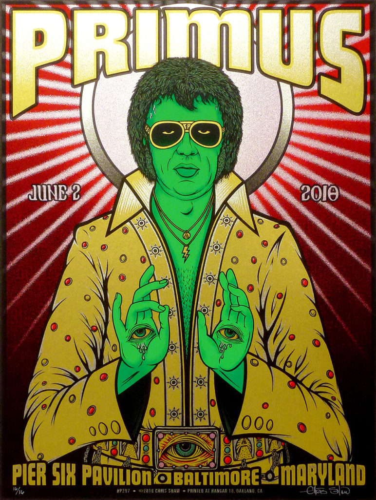 Primus Green Elvis 2018 Silkscreen Poster by Chris Shaw | Chris Shaw