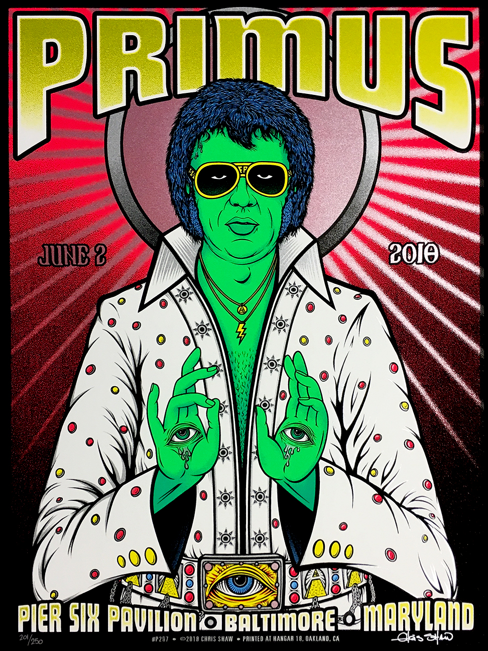 Primus Green Elvis 2018 Silkscreen Poster by Chris Shaw | Chris Shaw